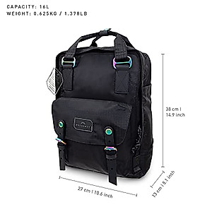 Doughnut Macaroon Gamescape Series 16L Travel School Ladies College Girls Lightweight Commuter Casual Daypacks Bag Backpack (Black)