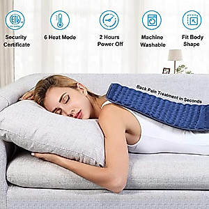 Heating Pad for Back Pain and Cramps Relief, Melcam Electric Heating Pad 12'' x 24'' Extra Large Heat Pad with 6 Heat Setting Machine Washable