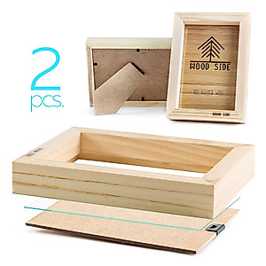 Wooden Picture Frames 8x10 with Real Glass - Set of 2 - Eco Unfinished Wood - Thick Borders and Natural Wood Color for Wall Hanging and Desktop Photo Frame