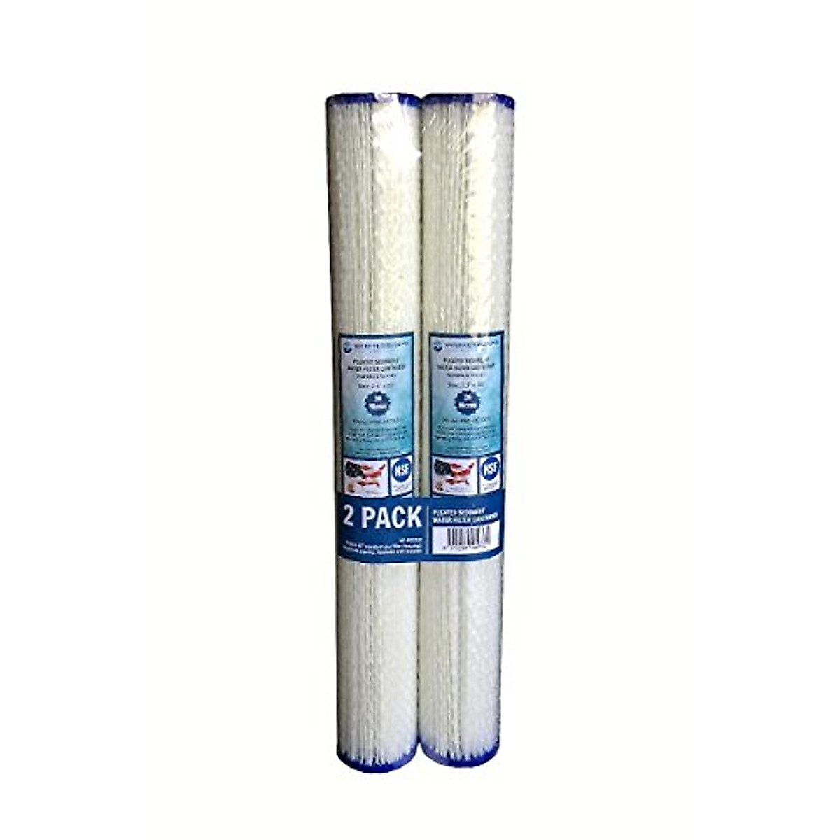 WFD, WF-PE2020 2.5-inch x 20-inch Pleated Sediment Water Filter Cartridge, fits in 20-inch Standard Size housings of Filtration Systems (2 Pack, 20 Micron)