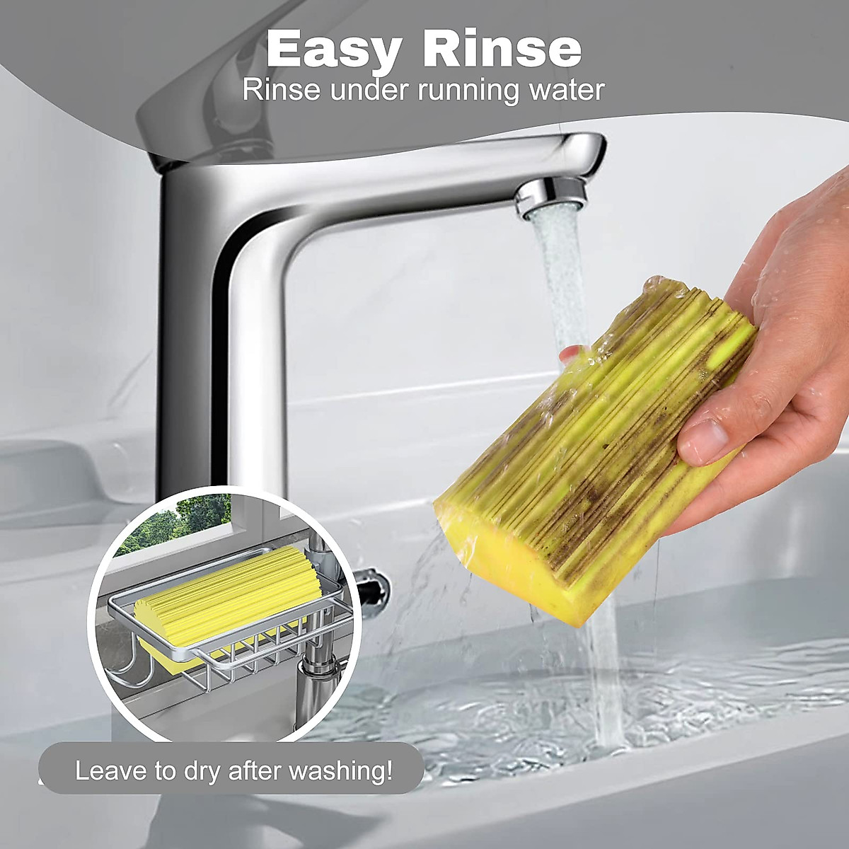 Fikoksol 4pcs Damp Dusting Sponge Yellow, Household Clean Sponges Duster for Cleaning Baseboards Blinds, Vents, Window Trunk, Scrub Magic Sponge Eraser Reusable Wet Sponges Cleaning Supplies Tool