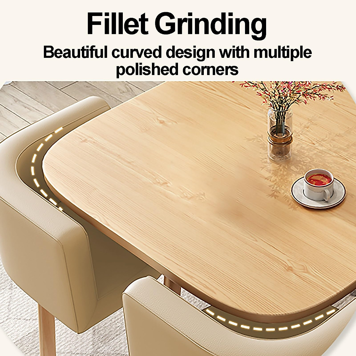 Combination Negotiation Table,Conference Table Square Office Table And Chair Set With 4 Chairs,Reception Desk And Chair Combination,Leather Material,80CM Diameter,Suitable For Living Room,Cafe ( Color