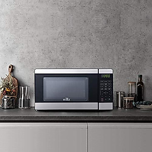 Willz WLCMV207S2-07 Countertop Small Microwave Oven with 6 Preset Cooking Programs Interior Light LED Display, 0.7 Cu.Ft, Stainless Steel