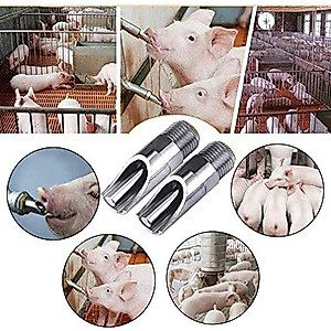 MIZORLIE Stainless Steel Pig Waterer,NPT 1/2" Automatic Pig Nipple Drinker Feeder Waterer(Pack of 5)