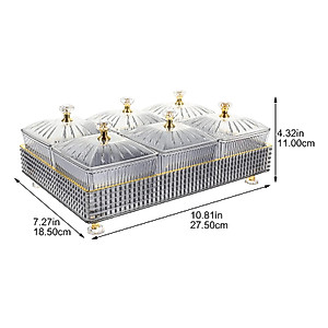 Cabilock 1 Set Of Transparent Dry Fruit Tray With Lid Divided Nut Bowl Desserts Serving Plate Snack Bags Candy Paper Dish Appetizer Tray Food Storage Containers Box For Home Party Hotel
