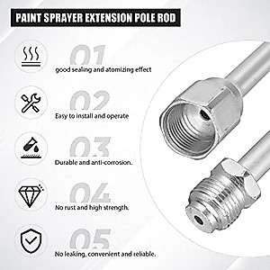 2 Airless Sprayer Gun Tip Extension and 1 Tip Guard for Paint Sprayer, Spray Gun Tip Extension Pole Rod with Red Guard, Universal Replacement Tool for Airless Painting Spray Gun, 19.69", 29.53"