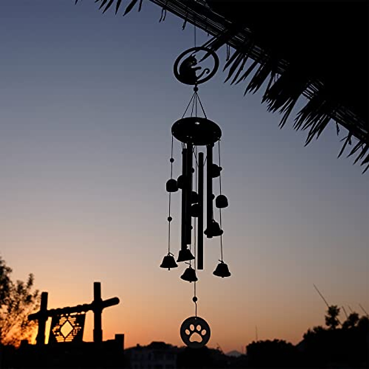 Iwaiting Outdoor Cat Wind Chimes for Outside, Memorial Wind Chimes Gifts for Mom,Great Gift for Your Own Patio, Porch, Garden, and Backyard