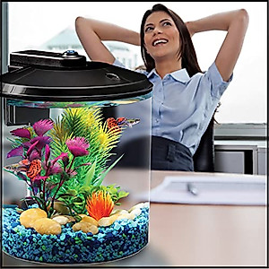 Koller Products AquaView 2-Gallon Plastic 360 Aquarium with Power Filter & LED Lighting for Tropical Fish - Betta Fish