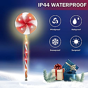 Lollipop Christmas Pathway Lights, 29" Lollipop Peppermint Pathway Lights, Outdoor Markers Christmas Decorations Lights with 8 Lighting Modes for Xmas Holiday Party Walkway Patio Garden Decor