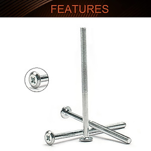 MroMax 10pcs M6-1 x 100mm Flat Head Machine Screws, Extra Long Phillips Head Bolts, Carbon Steel Screw Half Thread, Metric, Replacement Screws for Double Bed Furniture TV Rack Wall Hanging