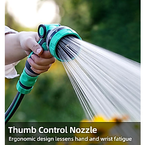 HVNPSH Heavy Duty Garden Hose Nozzle, 10 Spray Patterns Water Hose Sprayer with Thumb Control On/Off Valve, Comfortable Grip, Ideal for Outdoor Watering, Garden, Cleaning, Car Washing