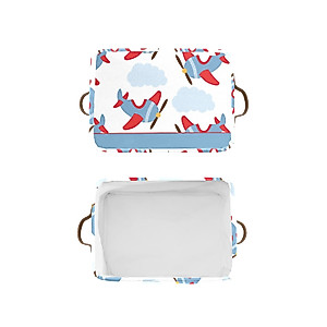 Deven Airplanes Cute Personalized Large Storage Baskets for Organizing Shelves with Handle,Closet Decorative Storage Bins for Toy, Bathroom,Nursery,Home 1 Pack