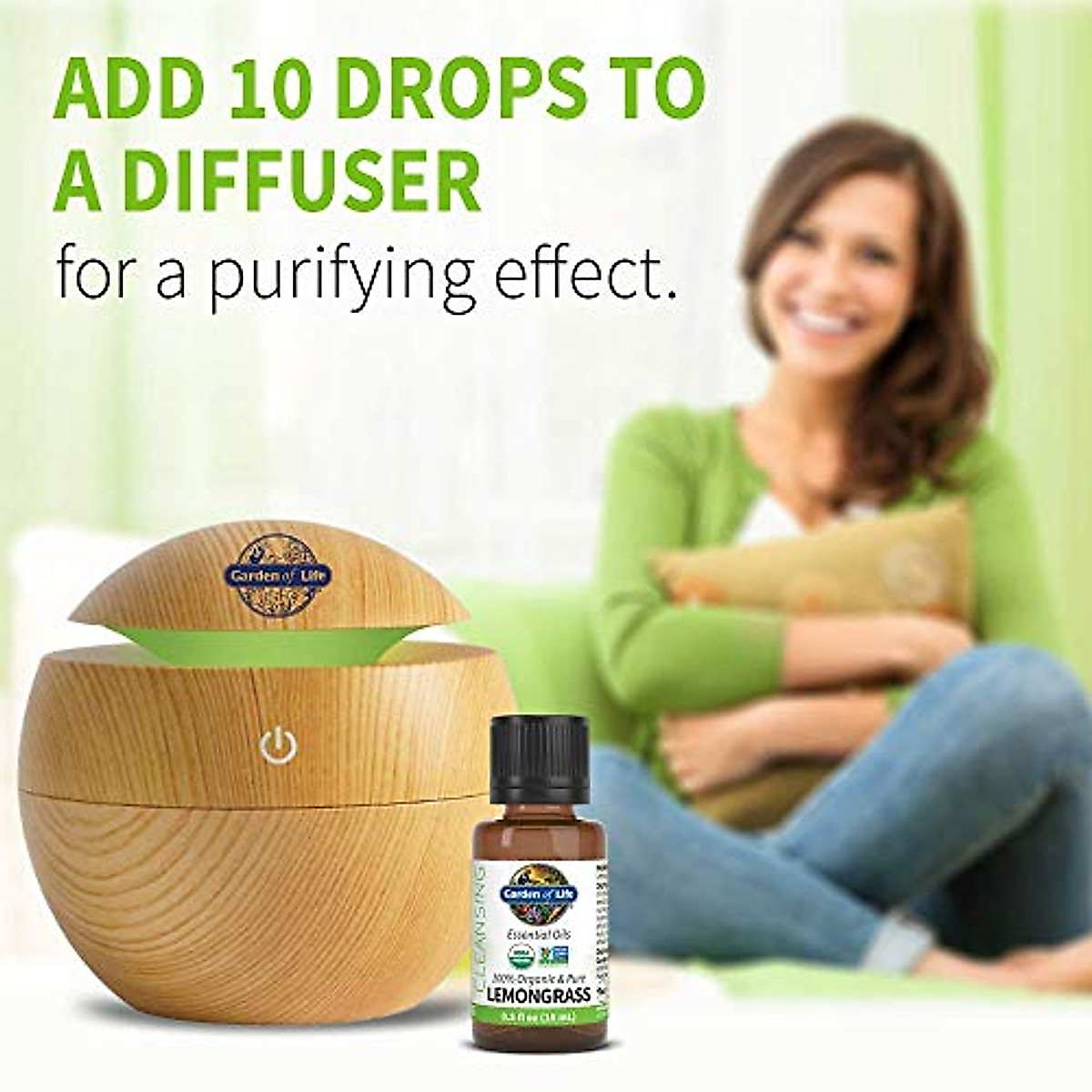 Garden of Life Essential Oil, USDA Organic & Pure, Clean, Undiluted & Non-GMO, for Diffuser, Aromatherapy, Meditation, Cleansing, Relaxing, Calming, Lemongrass, 0.5 Fl Oz