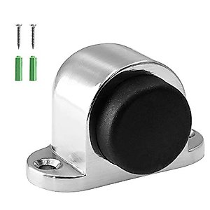 PHITUODA 1.3 Inch / 33mm Heavy Duty Floor Door Stopper, Floor Mount Door Stop with Silent Rubber Bumper, Stainless Steel Brushed Finish - Pack of 1