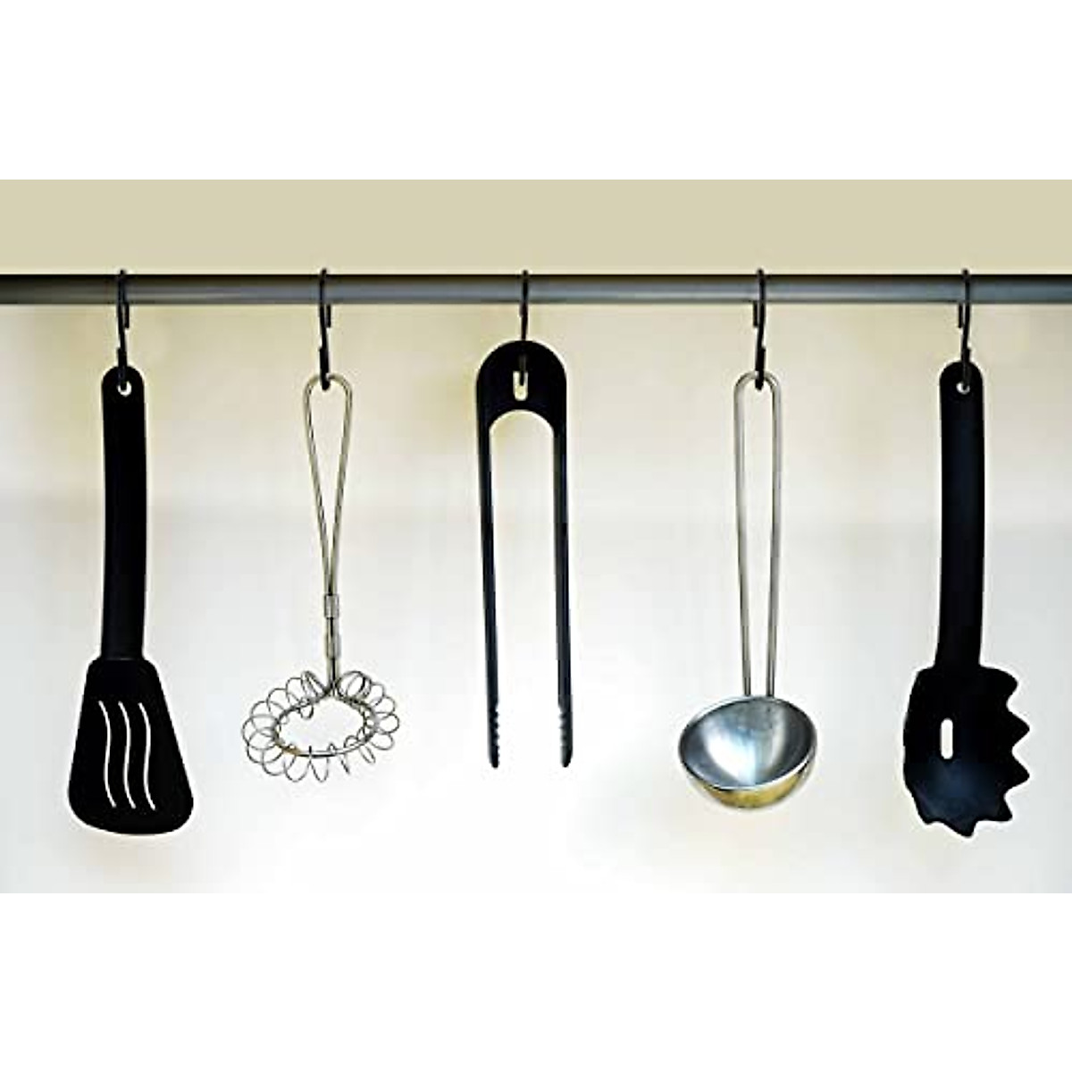 Yikla S Hooks for Hanging Plants, Clothes, Black S Shaped Hooks Made of Metal Iron, Heavy Duty S-Hooks, 30 Pack