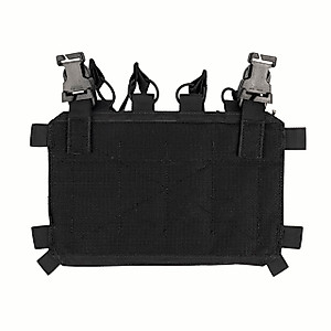 OneTigris SMG Magazine Pouch with Hook Backing Tactical Placard for MP5 MP7 Magazines with Elastic Retention Straps Black