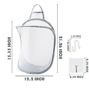 Mesh Collapsible Small Wall Laundry Baskets，Hanging Laundry Hamper，for Hotel, University Dormitory Use by HHSSALIN (1, CLASSIC)