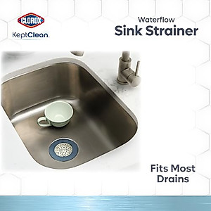 Clorox KeptClean Smart Waterflow Sink Strainer, Steel Blue