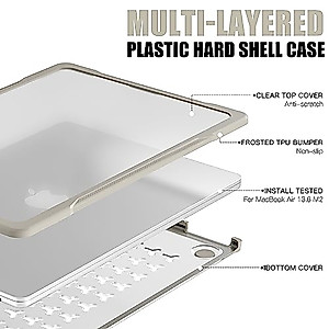 Batianda Ultimate Protection Case for M3 MacBook Air 13.6 inch 2022 2023 2024 Model A2681/A3113 Matte Carbon Fiber Edges Shockproof Anti-Scratch and Anti-Fingerprint with Keyboard Cover, Rock Gray