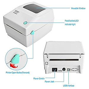 MFLABEL Label Printer 4x6 Thermal Printer, Commercial Direct Thermal High Speed USB Port Label Maker, Etsy, Ebay, Amazon Barcode Express Label Printing Machine, White