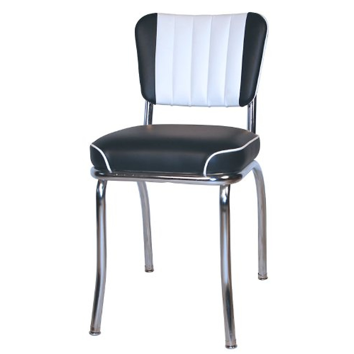 BudgetBarStools Retro 50's Black and White Channel Back Diner Chair (4290BLKWF)