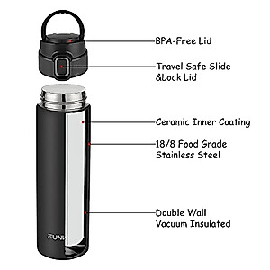 Funkrin Insulated Coffee Travel Mug with Ceramic Coating, 16oz Personalized Tumbler with Flip Lid, Vacuum Stainless Steel Leak-Proof Thermos Flask Cup for Gifts Office School Outdoors