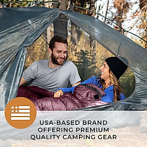 Hyke & Byke Katahdin 32 F Hiking & Backpacking Sleeping Bag - 4 Season, 625FP Ultralight Sleeping Bag - Water Resistant - Aubergine - Short