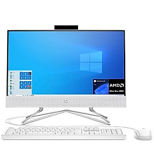 HP All-in-One Desktop, 21.5" FHD Anti-Glare Display, AMD Athlon Silver 3050U (Beat Core i3-10100Y) Up to 3.2GHz, 8GB RAM, 256GB PCIe SSD, Webcam, WiFi, Media Card Reader, HDMI, RJ45, Win 11 Pro