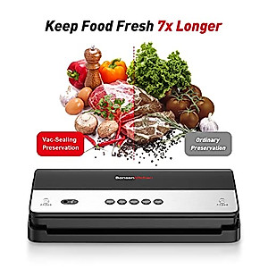 Bonsenkitchen Food Sealer Vacuum Sealer, Built-in Cutter & sealer Bags Rolls and Starter Kit, Dry&Moist Food Modes, Compact Design Air Sealing System Portable Vacuum Sealer, Black