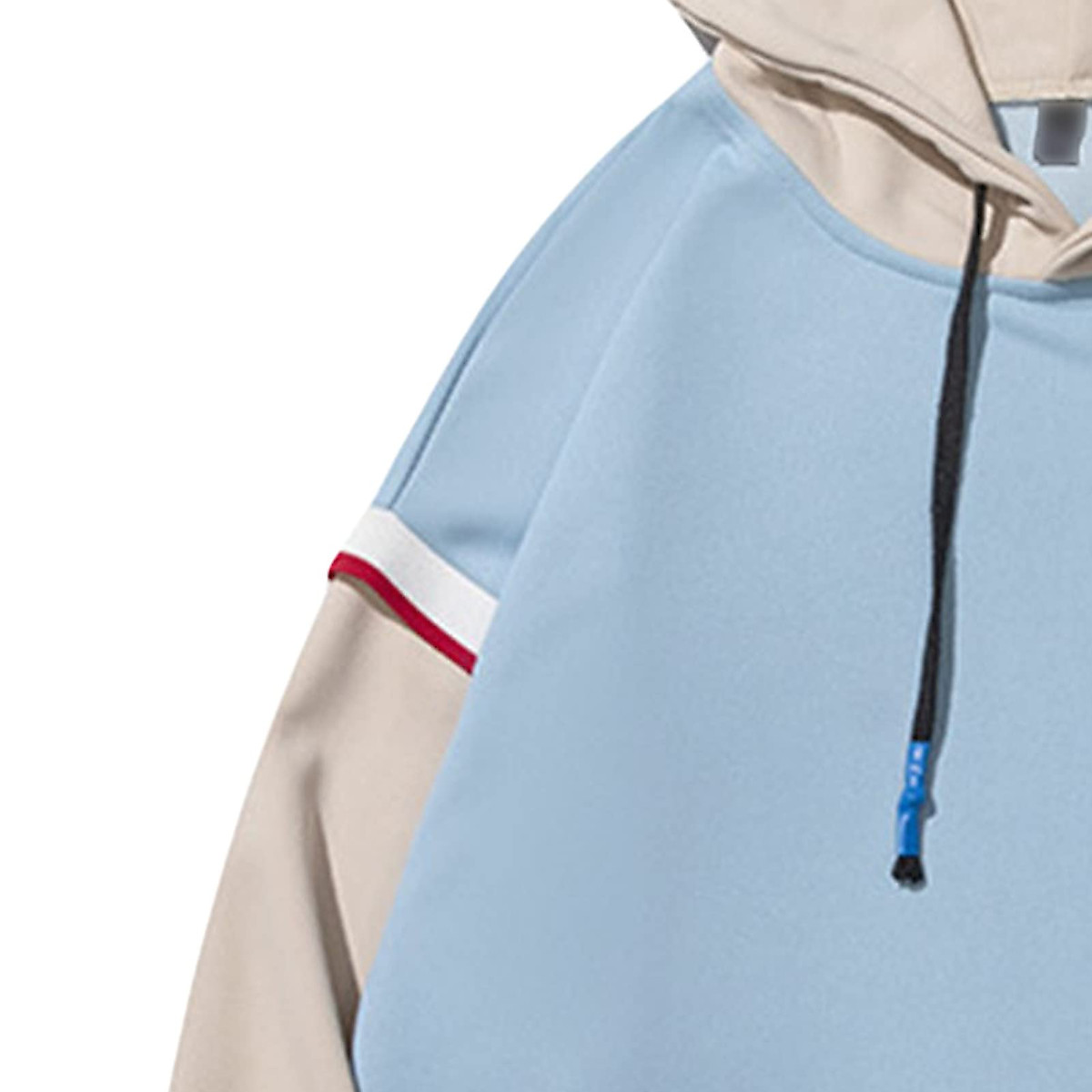 Maiyifu-GJ Men's Color Block Casual Hoodie Pullover Hip Hop Patchwork Hooded Sweatshirt Casual Long Sleeve Hoodies Outwear (Light Blue,X-Large)