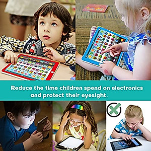 Wenbeier Kids Tablet Learning Pad Toddler Tablet with ABC Word Song Music Number Electronic Interactive Toy for Educational Preschool Boys & Girls 3-8 Years Old