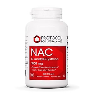 PROTOCOL FOR LIFE BALANCE NAC N-Acetyl Cysteine 1000mg - Glutathione Production & Respiratory Function - 120 Tabs
