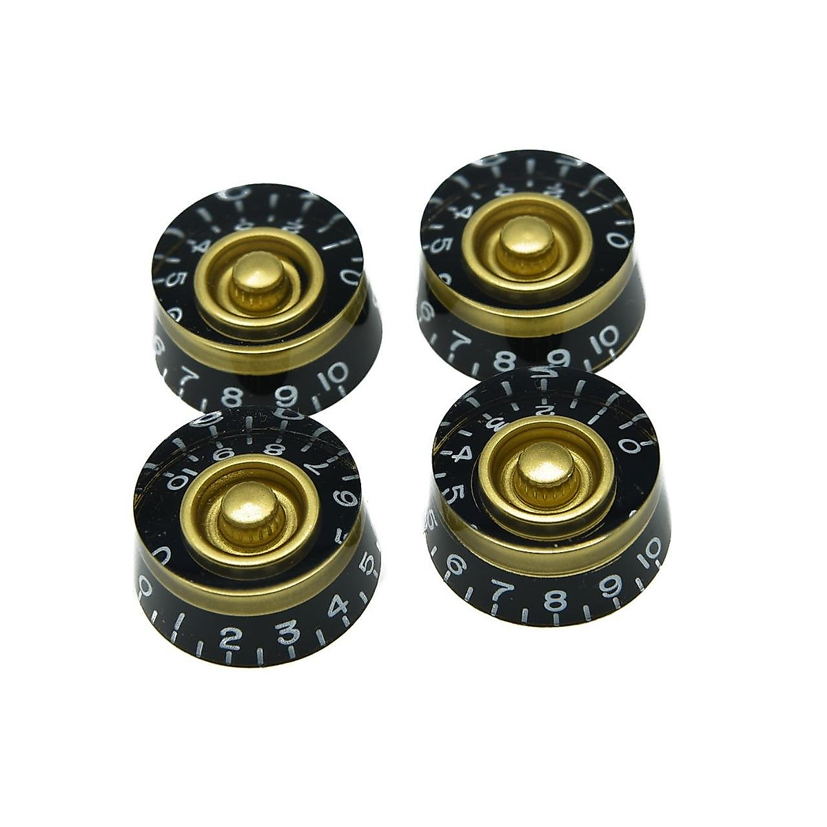 Dopro 4x Metric LP Black with Gold Custom Guitar Speed Dial Knobs Control Knobs for Epi Les Paul/Import Guitar Bass w/Coarse 5.8mm Split Pots