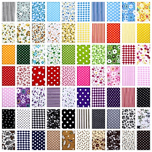 Kingdder 200 Pcs 10 x 10 Inch Cotton Fabric Squares for Quilting Craft Fat Quarters Fabric Bundle Squares Patchwork for DIY Crafts Scrapbooking Cloths Handmade Accessory (Flower)