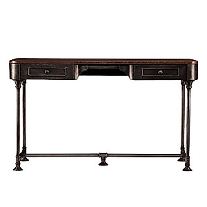 SEI Furniture Edison 2-Drawer Desk, Dark Tobacco with Industrial Gray