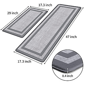 Mattitude Kitchen Mat [2 PCS] Cushioned Anti-Fatigue Kitchen Rugs Non-Skid Waterproof Kitchen Mats and Rugs Ergonomic Comfort Standing Mat for Kitchen, Floor, Office, Sink, Laundry, Gray and Gray