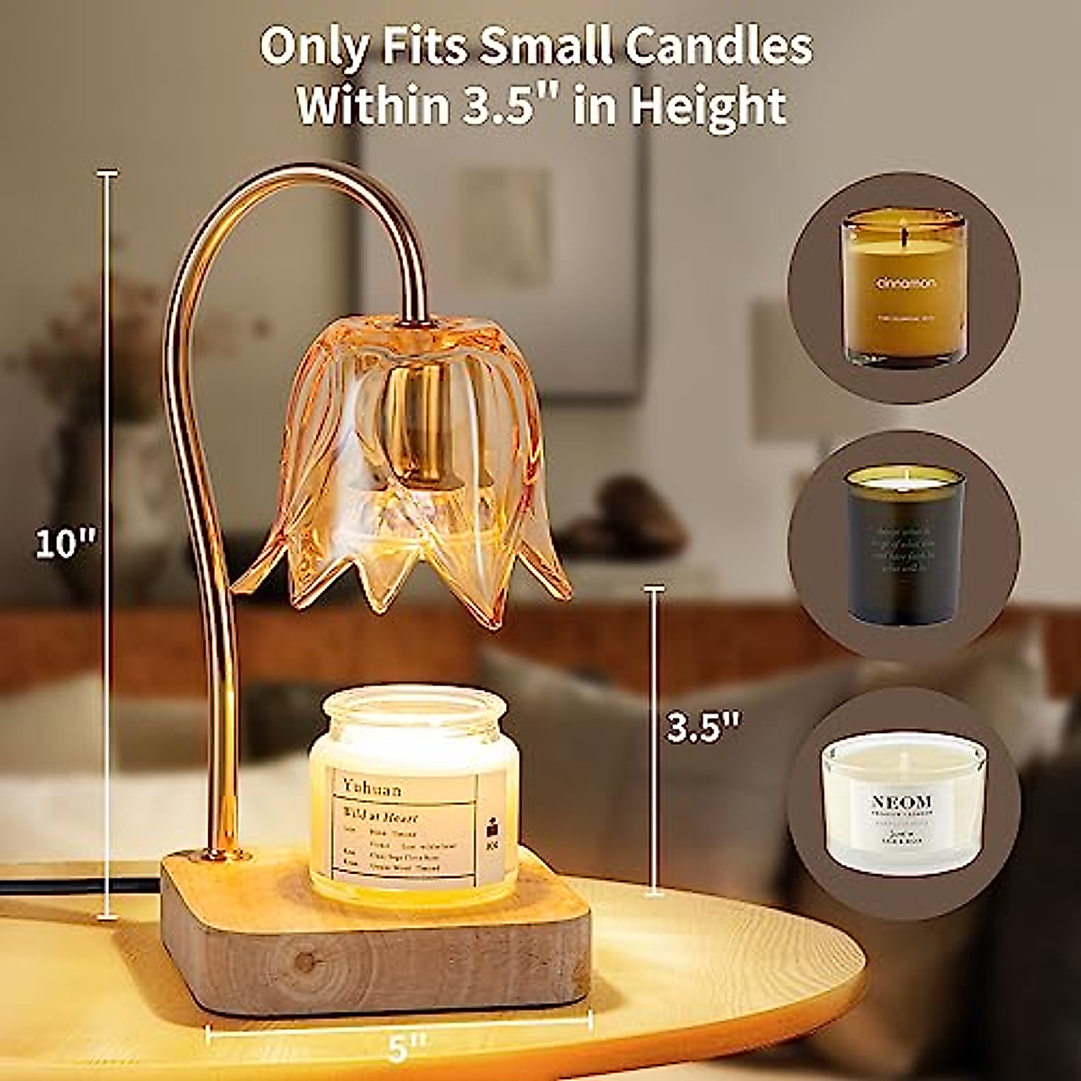 Candle Warmer Lamp with Timer, Dimmable Candle Lamp Warmer with 2 Wax Warmer Bulbs, Candle Warming Lamp for Jar Candles & Wax Melt, Cozy Candle Warmer Light for Home Decor, Birthday Gifts for Women.