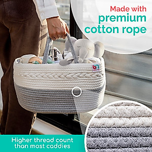 Babynma Rope Diaper Caddy - Storage for Baby and Toddler Items - Portable Cotton Organizer Easily Holds Diapers, Wipes, Clothing - Useful for Nursery, Bedroom (Gray, Extra Large)
