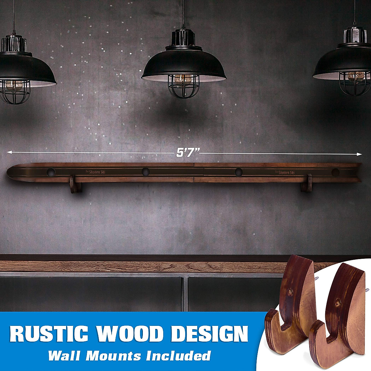 GoPong Slamski - Retro and Vintage Wood Design 4 Person Drinking Ski with 50 Plastic Shot Glasses