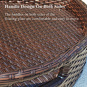 Creative Heart-Shaped Floating Pool Tray, Handmade Carefully Rattan Woven Serving Basket Table & Bar for Sandbars, Spas, Bath, and Parties, Serving Drinks, Brunch, Food on The Water