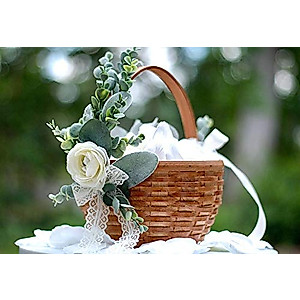 Willow Basket, Flower Girl Basket, Willow Flower Basket, Rustic Flower Girl Baskets, Decorated Basket, Wood Wedding Baskets, Flower Baskets (Pillow Personalized)