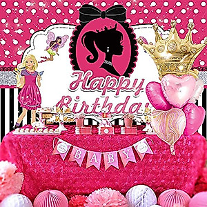 Pink And Gold Large Crown Heart Foil Helium Mylar Balloons Set For Girl's Happy Birthday Pink Princess Party Decorations Baby Shower Party Supplies