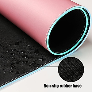 Pink RGB LED Gaming Mouse Pad, 14 Modes Glow Pad, Extra Large Gaming Mousepad，Waterproof Rubber Non Slip Cute Mat, Extended Big Keyboard and Mouse Pad Mat for Gamer, 31.5x12 x 0.16 Inch - Pink