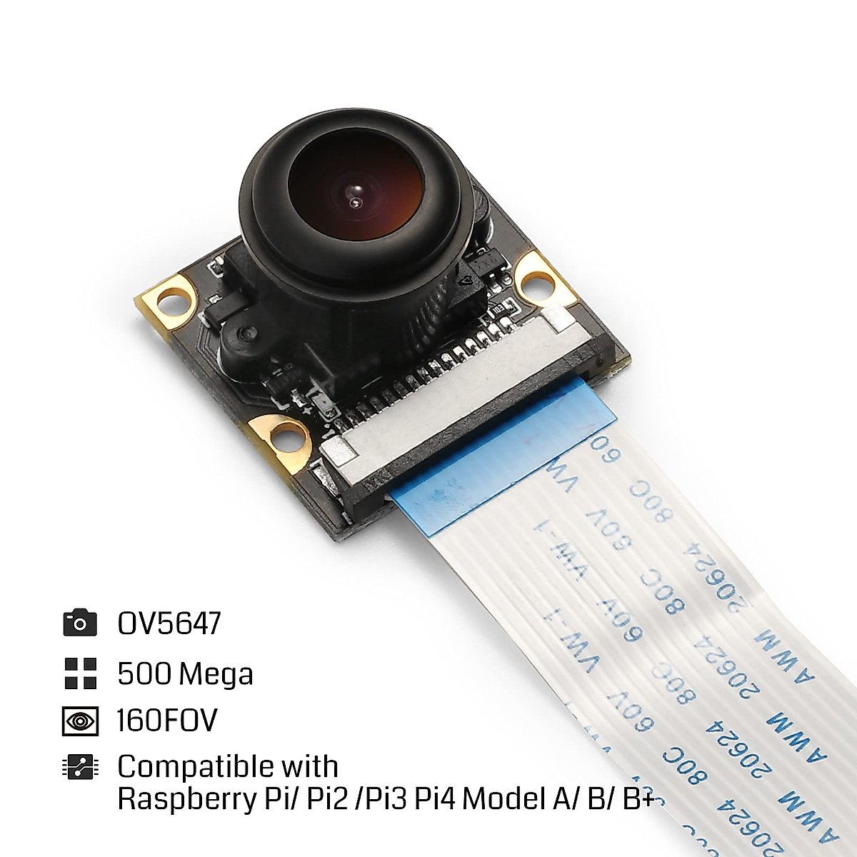 SainSmart Wide Angle Fish-Eye Camera Lenses for Raspberry Pi 3 Model B Pi 2 Model B+ Arduino, RoHS Certified