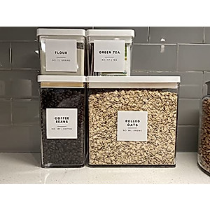 240 Minimalist Paper Pantry Labels | 2 1/2 x 2 1/2 inches | Water-Resistant | for Plastic, Metal, Stainless Steel & Glass Containers | Strong Adhering