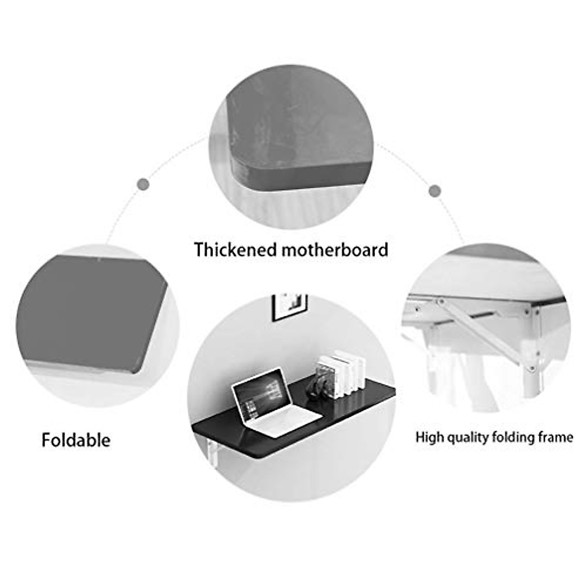 MTYLX Table,Desk,Painted, Black Multi-Functional Wall-Mounted Computer Desk, Environmental Piano Paint, Super Load Bearing More Than 100Kg,9040Cm,9040Cm