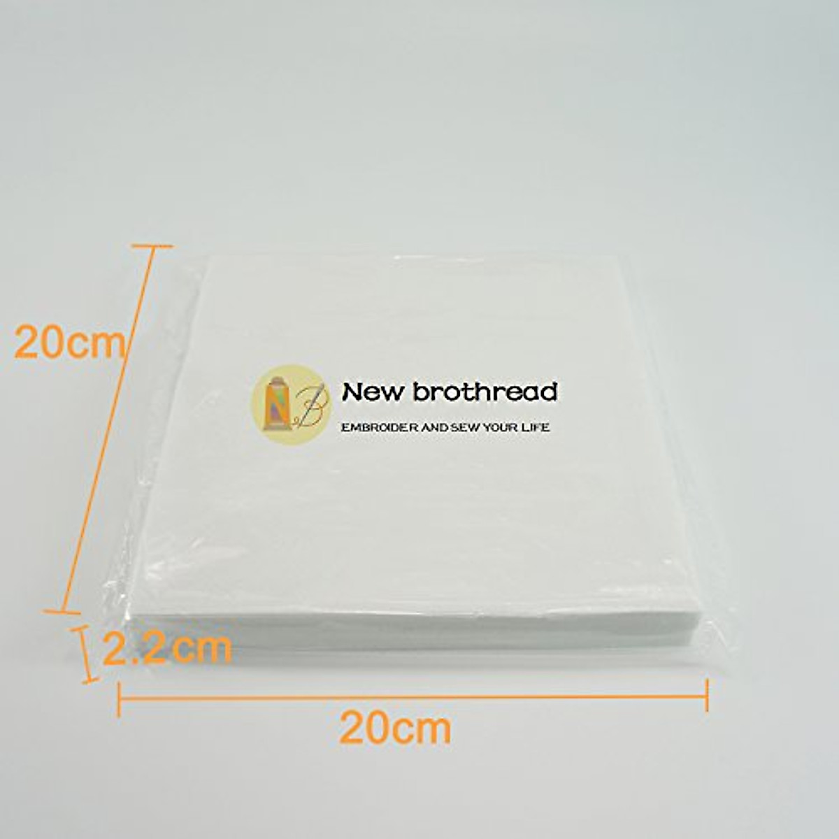 New brothread Tear Away Machine Embroidery Stabilizer Backing 8"x8" - 100 Precut Sheets - Medium Weight 1.8 oz- Fits 4x4 and 6x6 Hoops