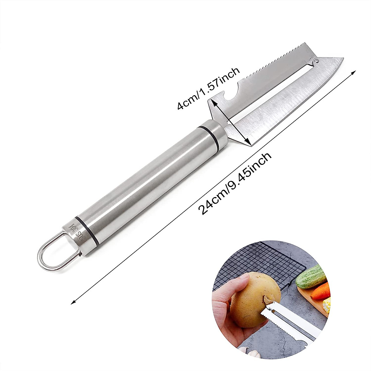 Honbay 1PCS Multifunctional Stainless Steel Knife for Home Kitchen (9.45")
