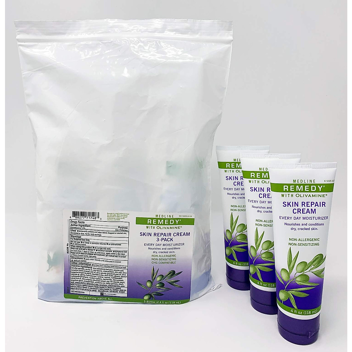 Medline Remedy Skin Repair Cream, 4 oz Tubes (3 Pack)