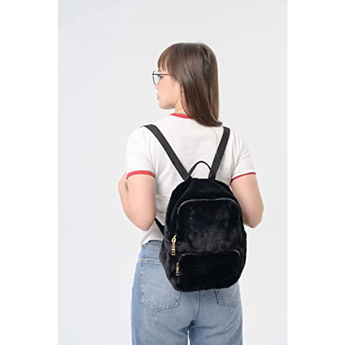 Alissie Mini Purse Backpacks for Women Furry Bag Kawaii Fluffy Fuzzy Bag anime Faux Fur 2 in 1 Travel Daypacks